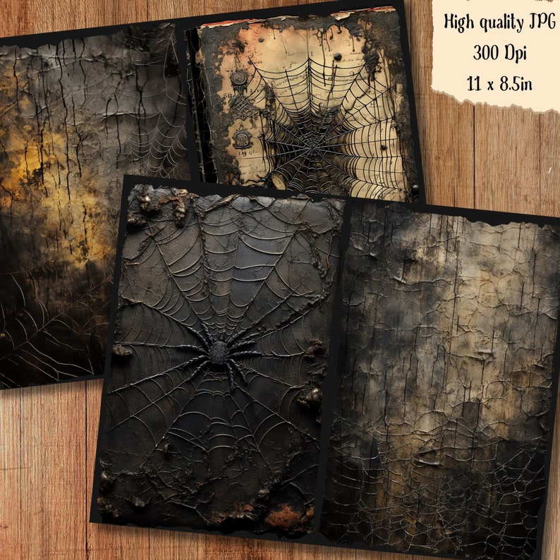 Creepy Spiderweb Junk Journal Pages Dark Fantasy Black Witchy ...