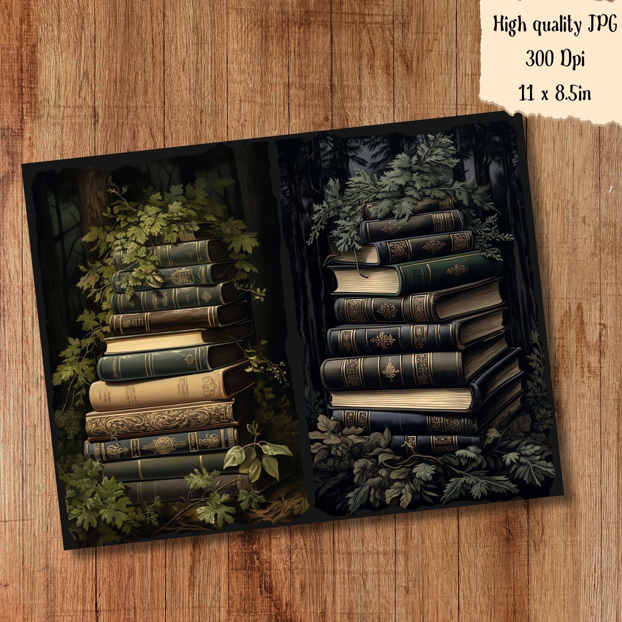Dark Fantasy Books Junk Journal Kit Librarian Magic Library Collage ...