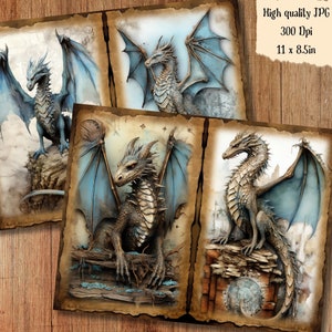 Sky Dragon Junk Journal Kit Paper Blue Dragon Scrapbook Paper ...