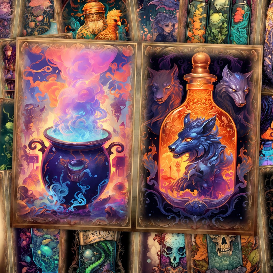 Mythology Potion Bottle Fantasy Junk Journal Kit Mythical Witchy Witch ...