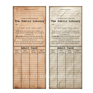 Library Card Journal Templates, Vintage Journal Bookmark Printables ...