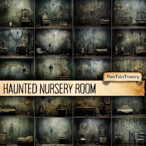 Haunted Nursery Background Junk Journal Kit Halloween Goth Gothic Dark ...