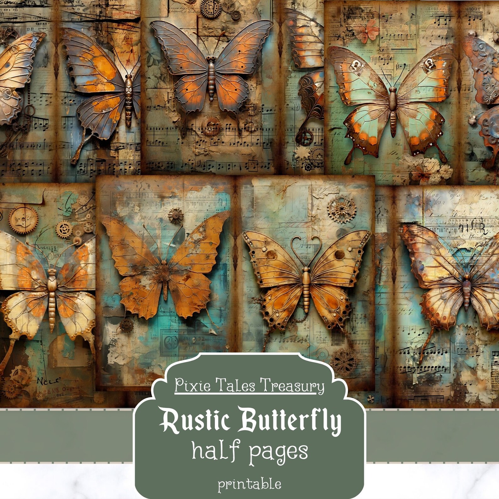 Rustic Butterfly Junk Journal Kit Journal Vintage Half Papers Junk ...