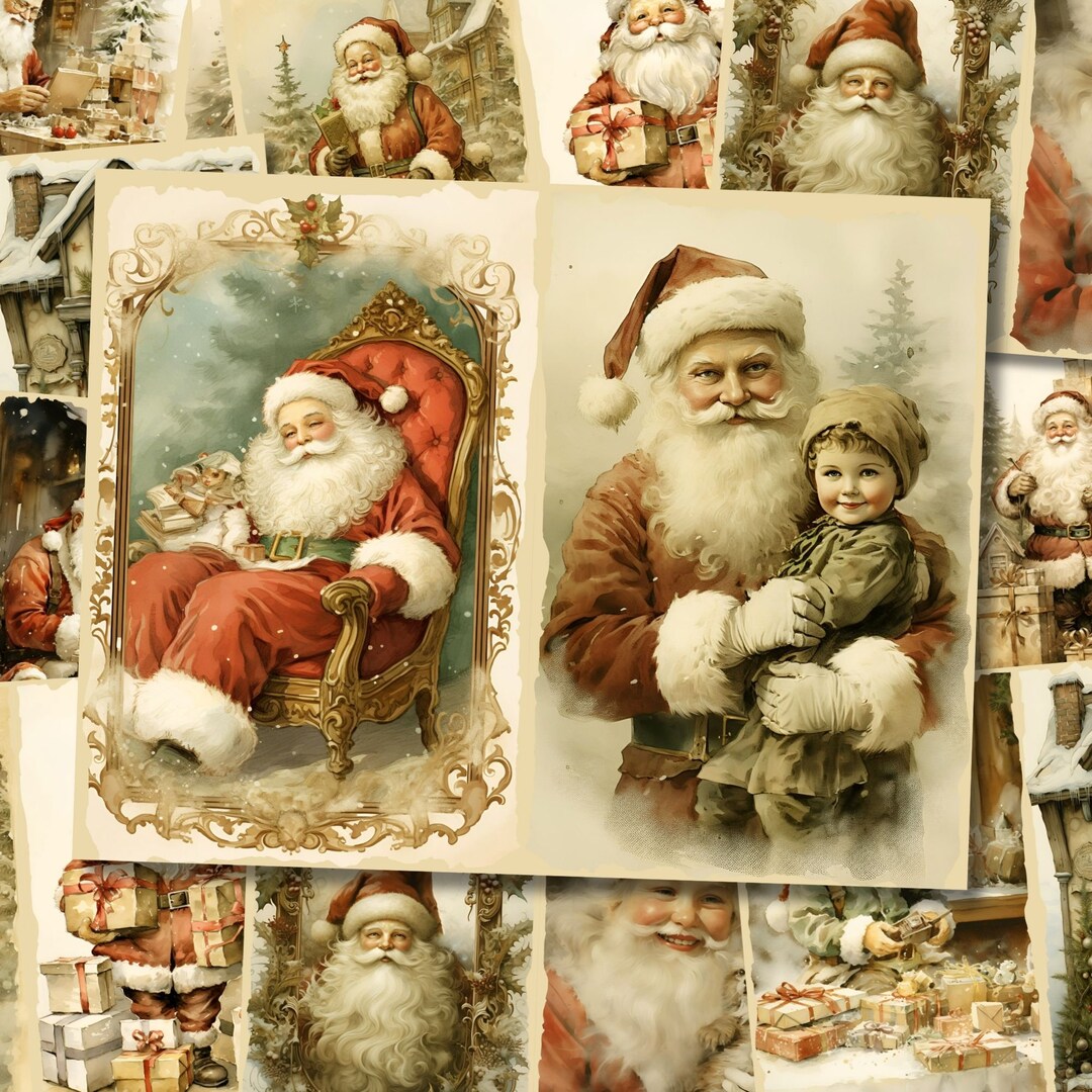 Santa Claus Christmas Junk Journal Kit Printable Winter Pages Card ...