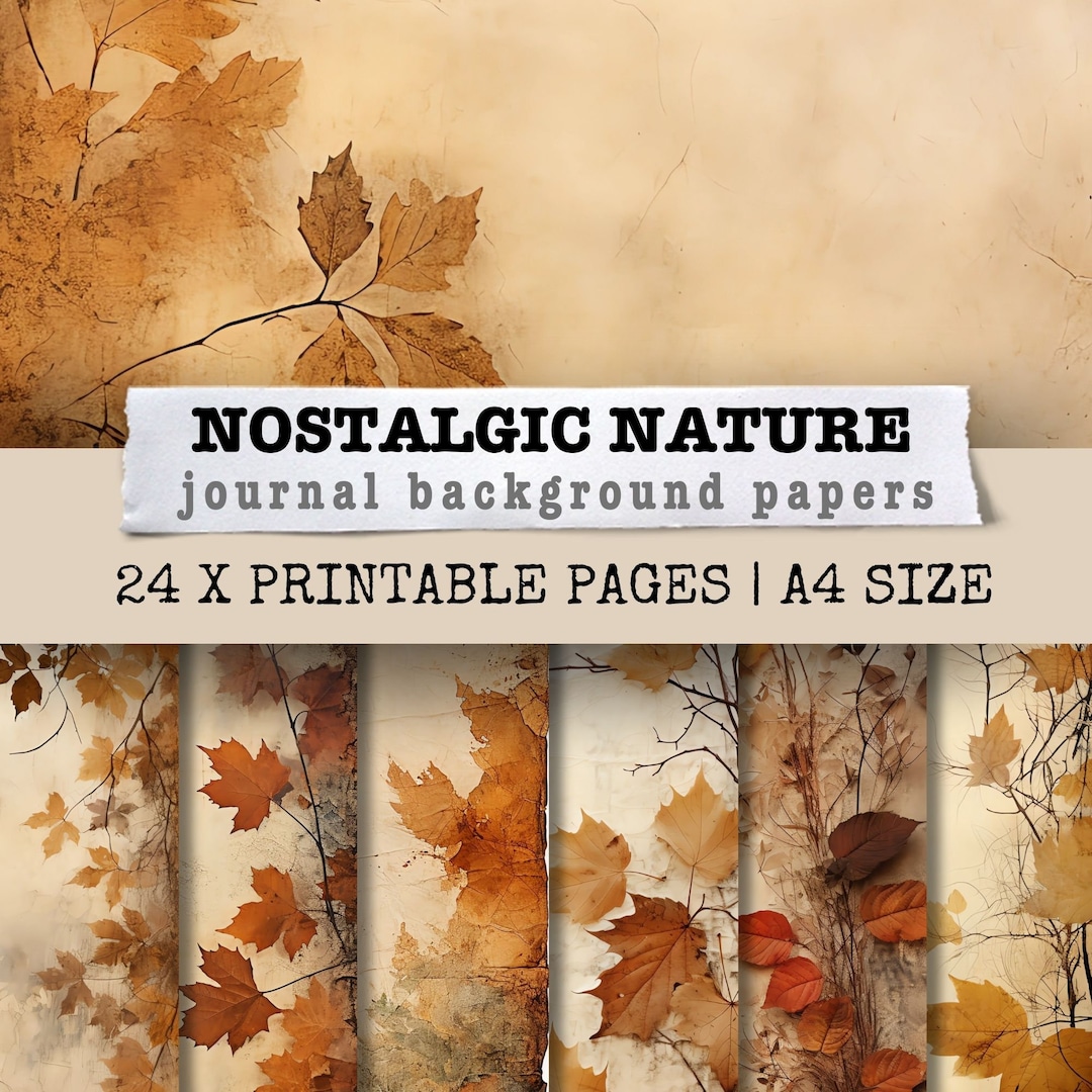 Fall Nostalgic Nature Blank Background Junk Journal Kit Collage Sheet ...