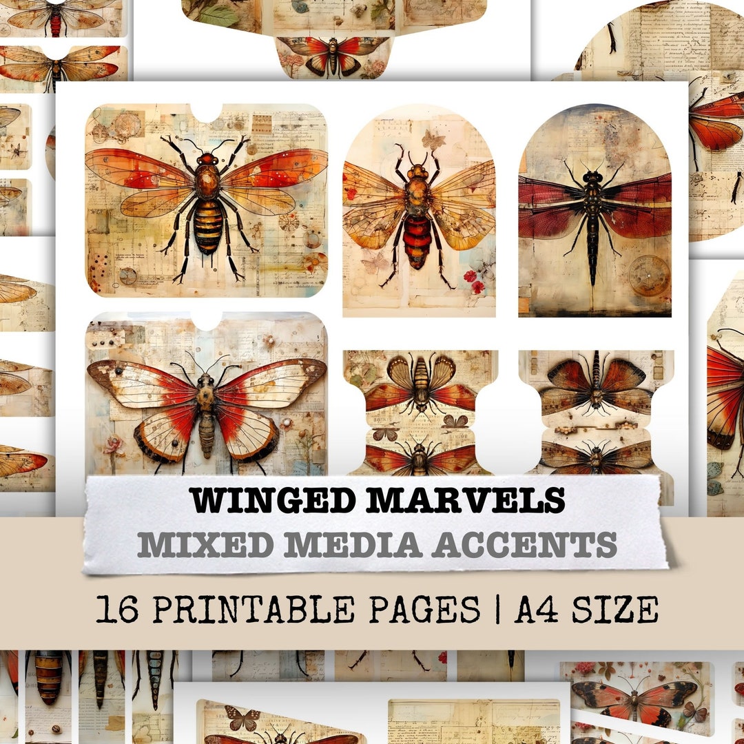 Winged Marvels Insect Nature Ephemera Junk Journal Kit Paper Mixed ...