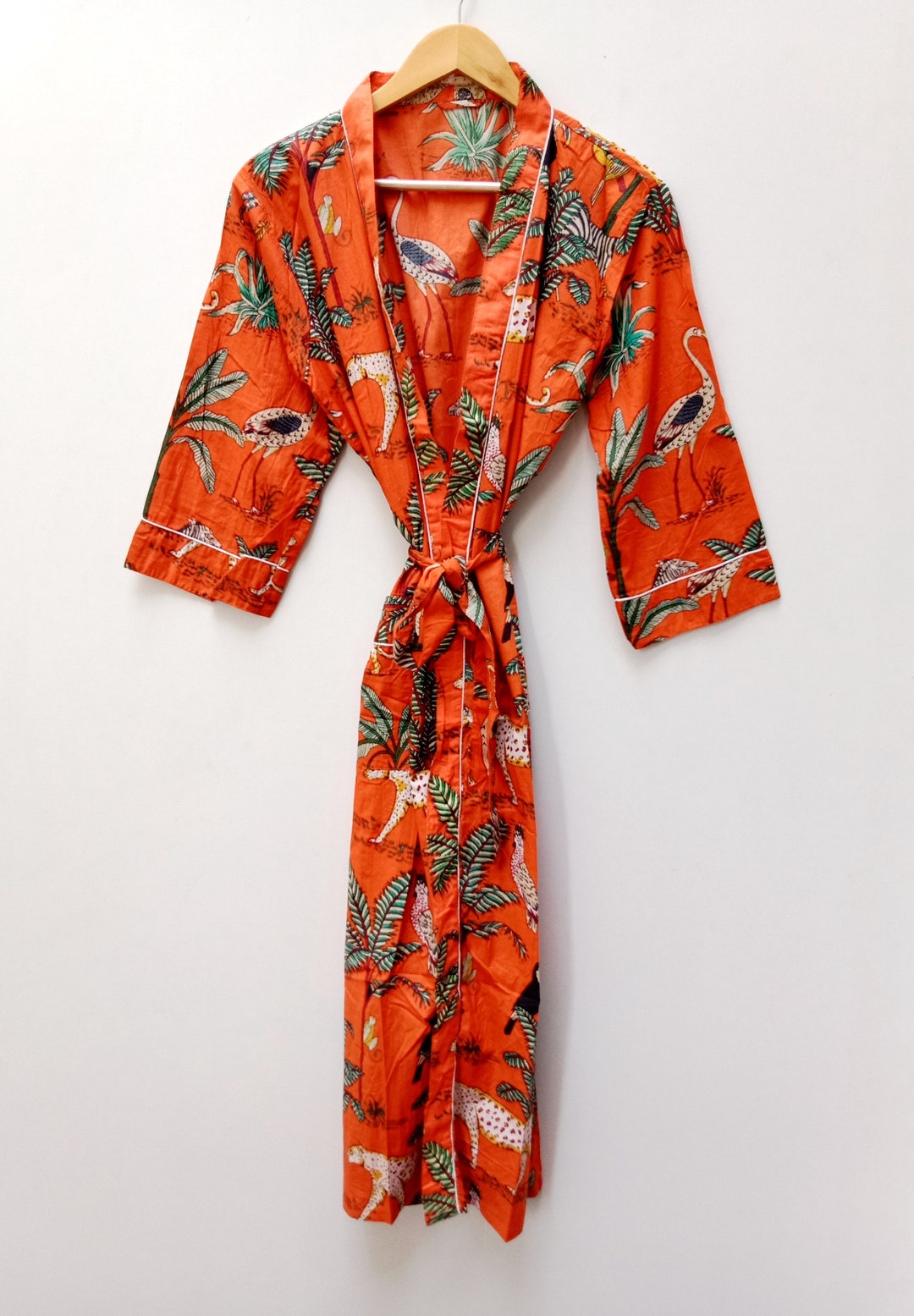 Safari Print Cotton Kimono Robes, Jungle Print Kimono, Soft and ...