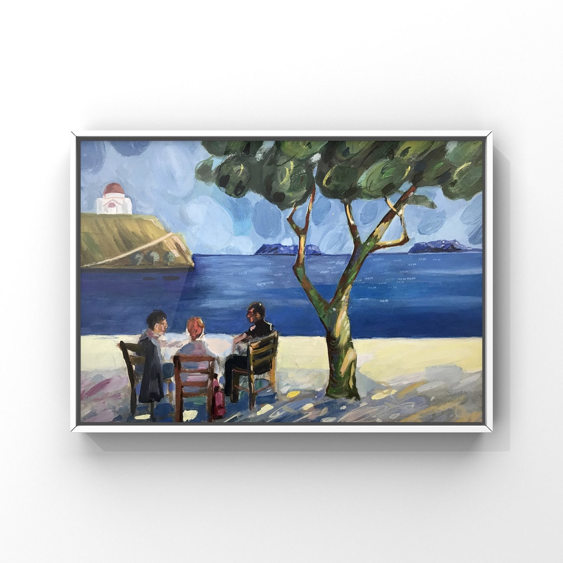 Greek Landscape, Breakfast by the Sea, Impressionist Oil Painting on ...