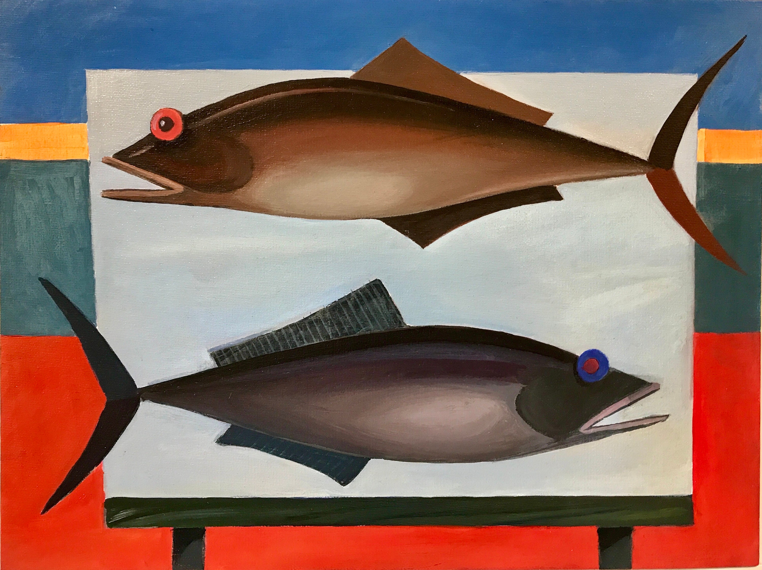 Two Fish, Still Life, Original Oil Painting, Modern Painting,fish ...