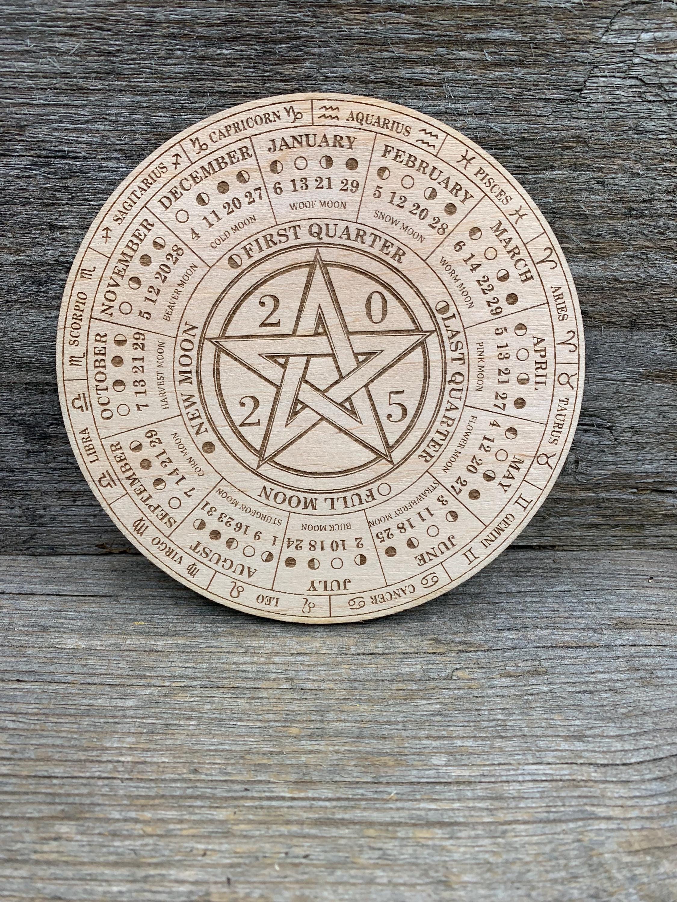 Wooden Lunar Calendar, Wheel of the Year, Ogham Calendar Witchcraft ...