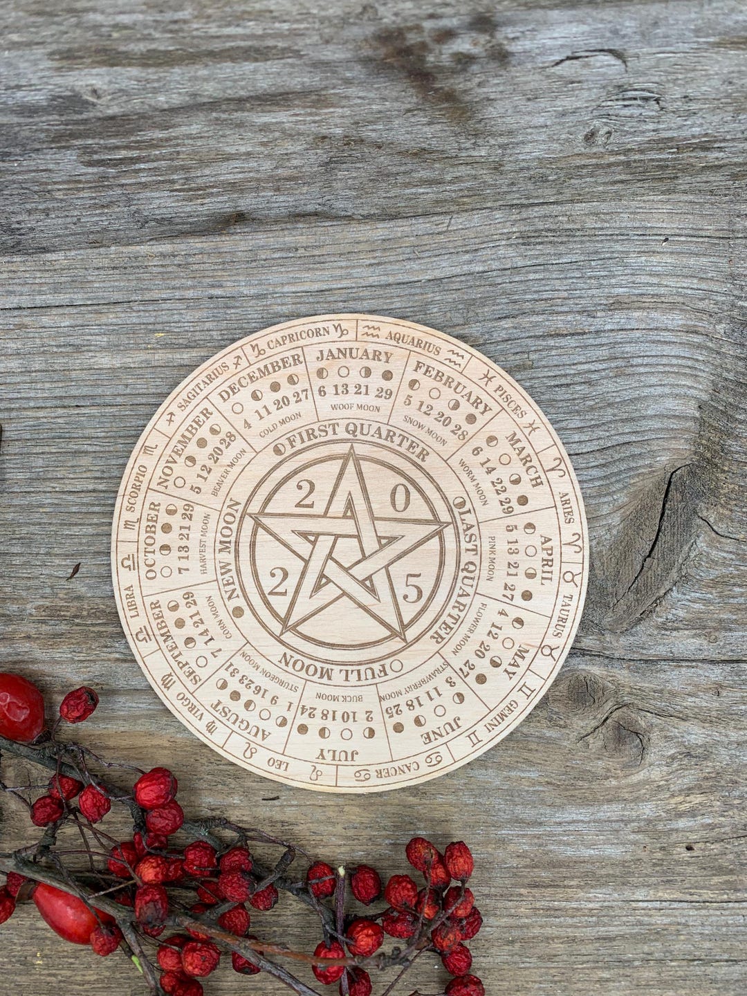 Wooden Lunar Calendar, Wheel of the Year, Ogham Calendar Witchcraft ...