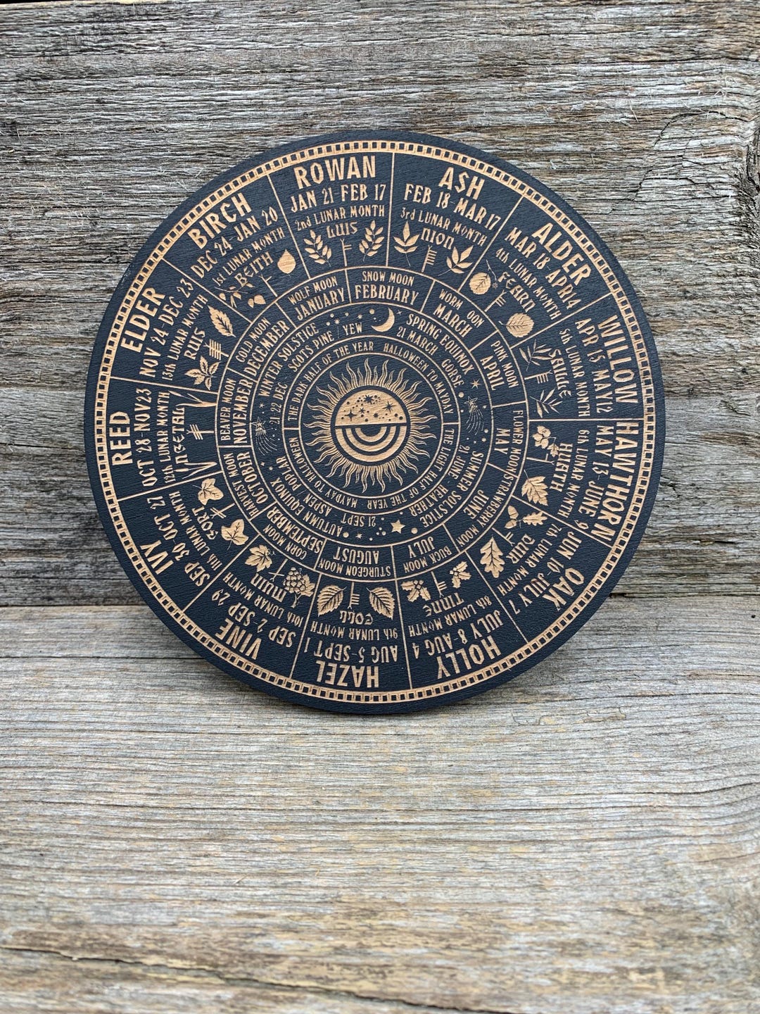 Wooden Wheel of the Year, Pagan Calendar, Wiccan Wheel, Ogham Tree ...