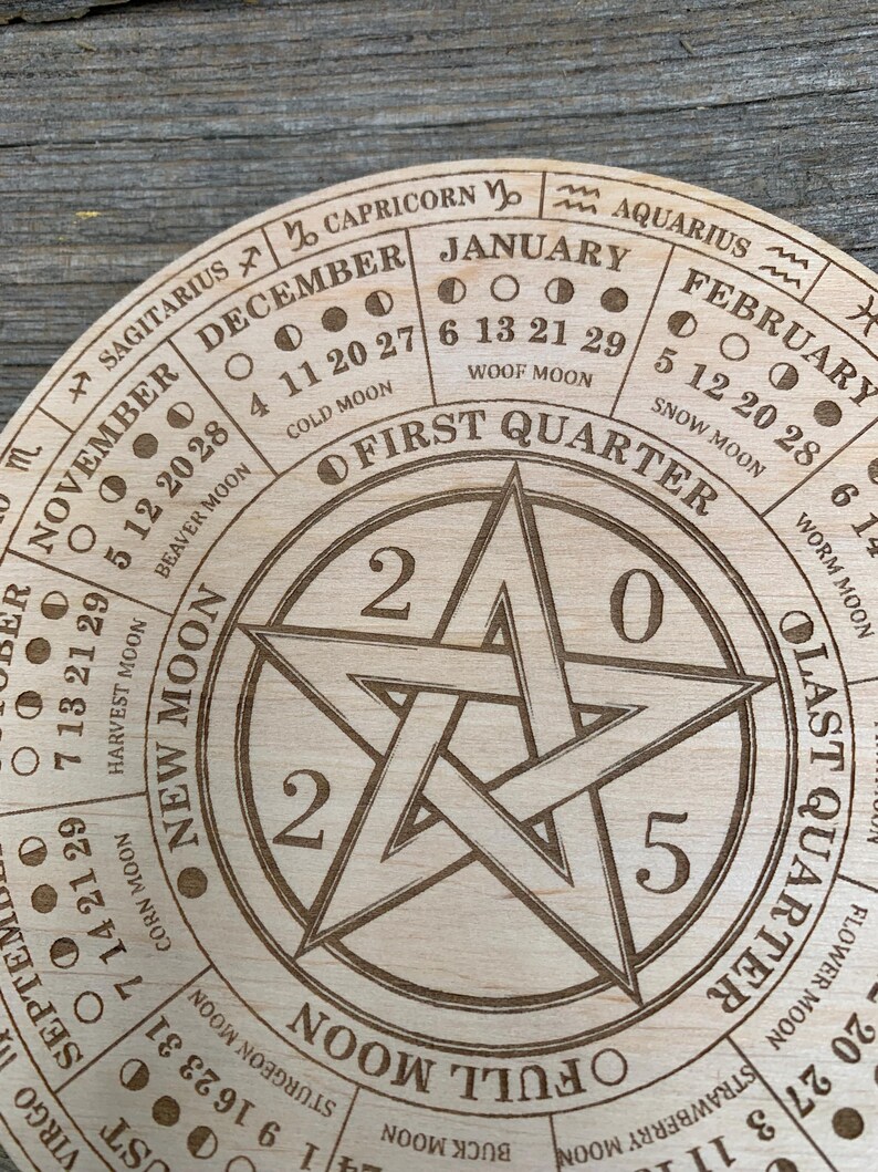 Wooden Lunar Calendar, Wheel of the Year, Ogham Calendar Witchcraft ...
