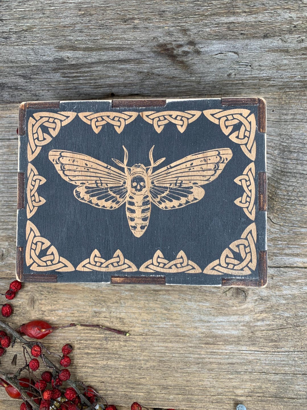 Engraved Death Moth Tarot Card Box, Witchcraft Decor - Etsy