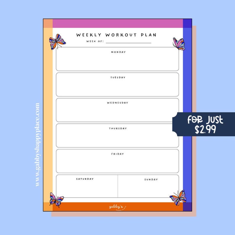 Workout Meal Plan Printable Wellness Printables - Etsy
