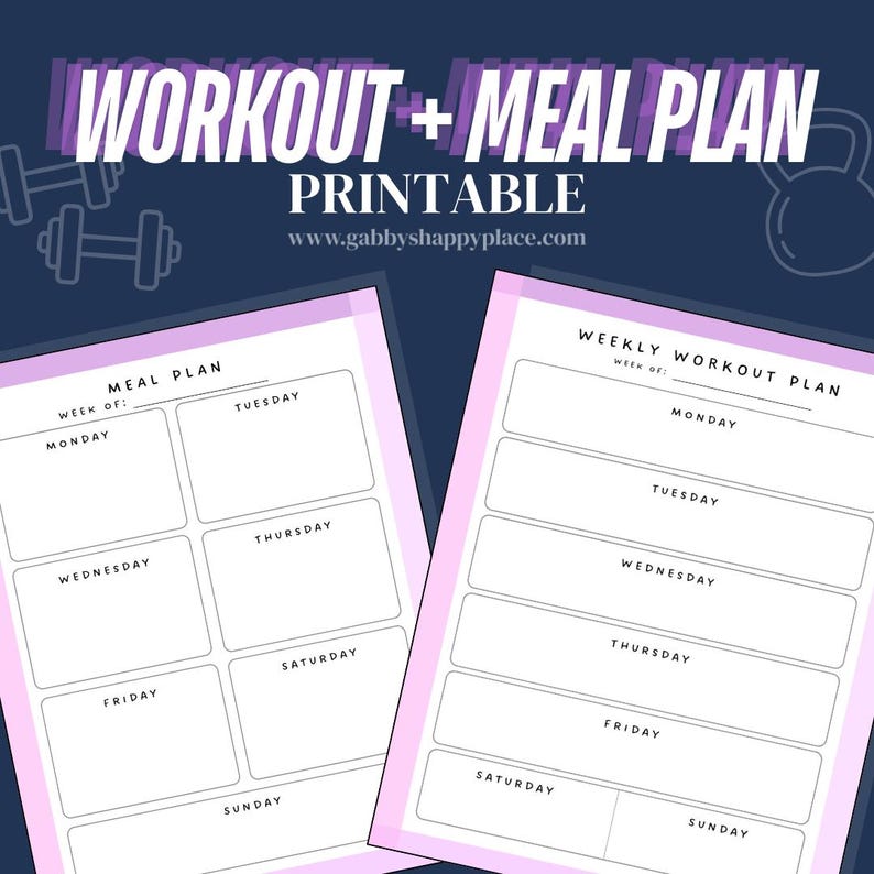 Workout Meal Plan Printable Wellness Printables - Etsy