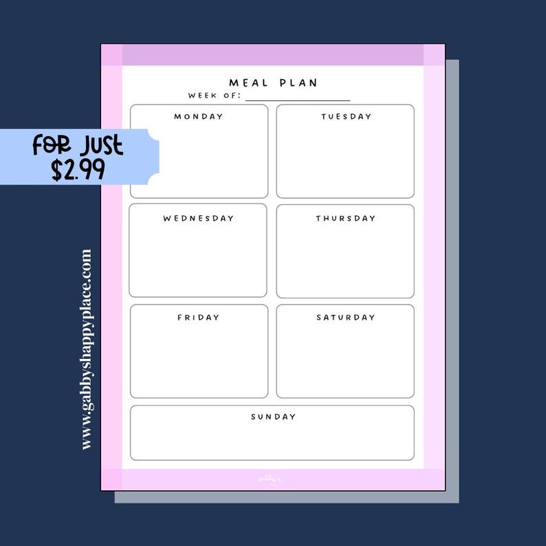 Workout Meal Plan Printable Wellness Printables - Etsy