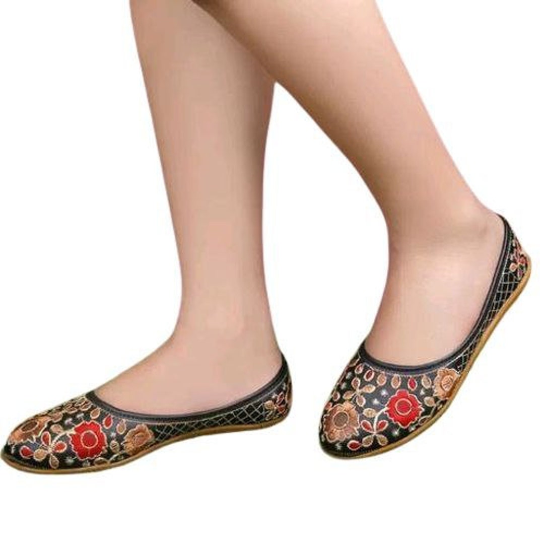 Indian Wedding Shoe ,embroidery Red Flats Women ,women Indian Shoe ...