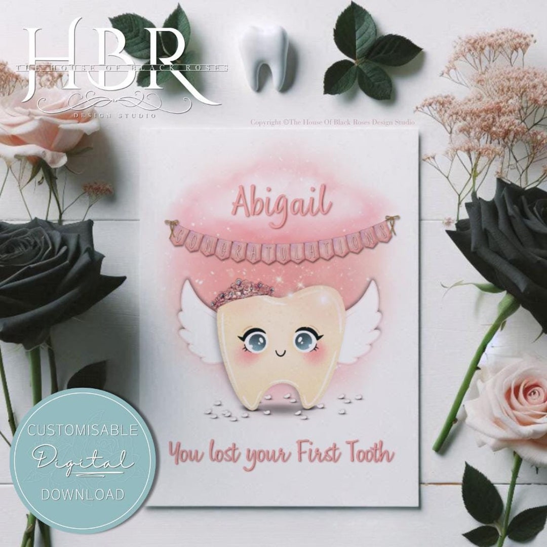DIGITAL DOWNLOAD Personalised Girlie You Lost Your First Tooth Greeting ...