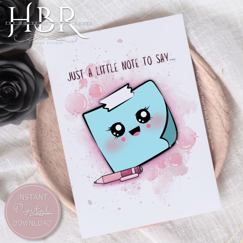 DIGITAL DOWNLOAD Printable Just a Little Note to Say Greeting Card ...