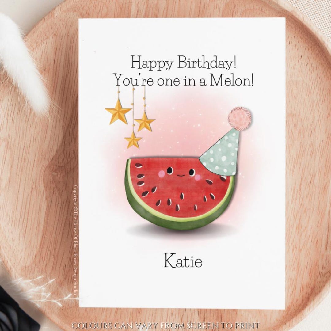Personalised Happy Birthday You're One in a Melon Greeting Card ...
