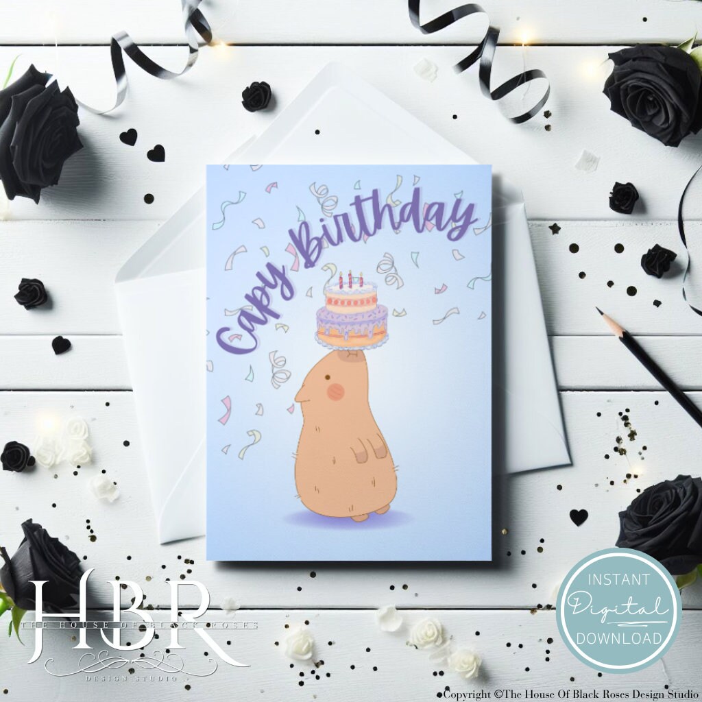 Capybara Birthday Card Bundle Cappy Birthday Greeting Card Pack ...