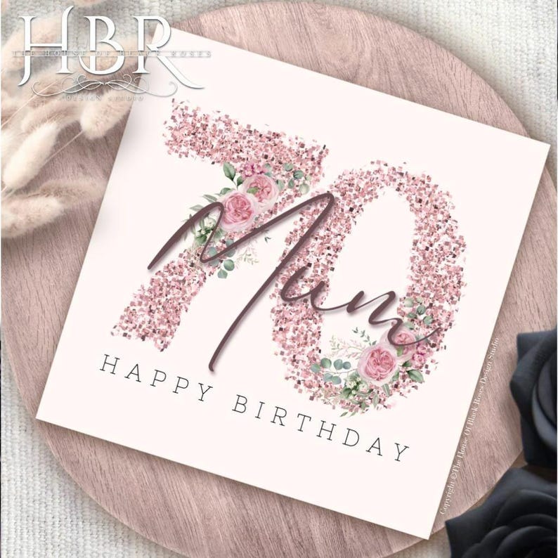 70th Birthday Mum Card Happy 70th Birthday Mum Seventieth Number Card ...