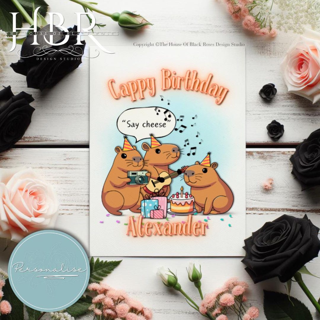 Personalised Cappy Birthday Fun Pun Capybara Birthday Card Cappy ...