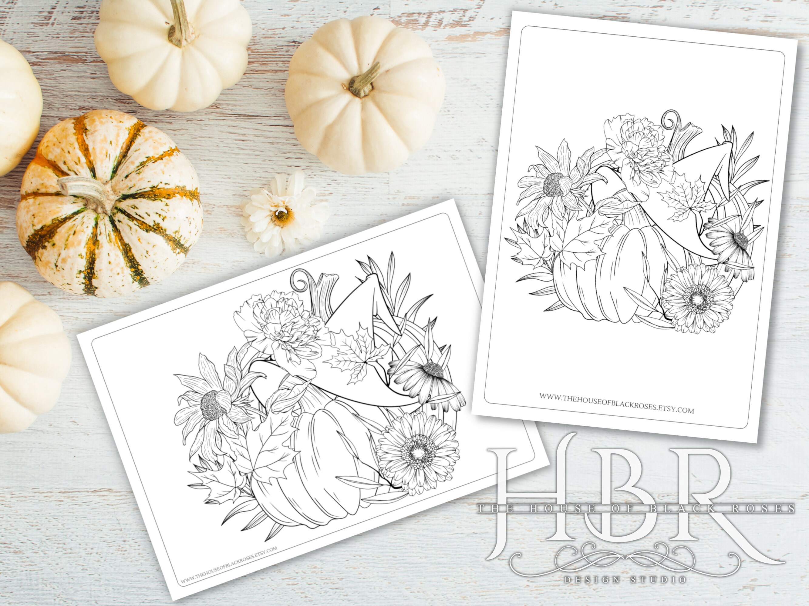 DIGITAL DOWNLOAD Coloring Pages Autumn Decor Colouring Sheets Pumpkin ...