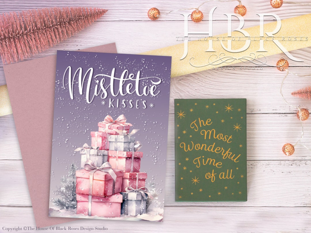 Mistletoe Kisses Christmas Printable Card 5x7 Inch Greetings - Etsy