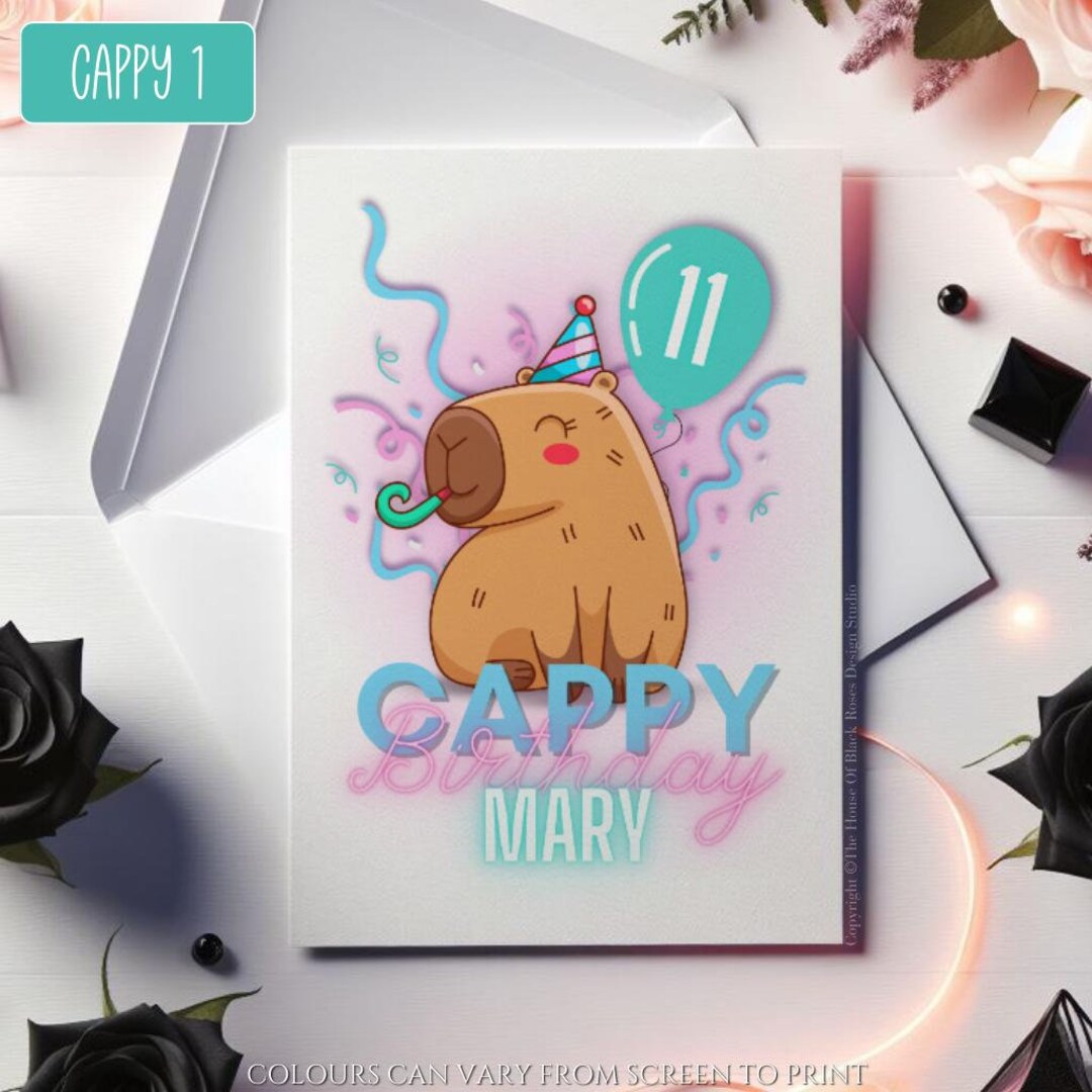 Personalised Capybara Birthday Card Cappy Birthday Greeting Card Animal ...