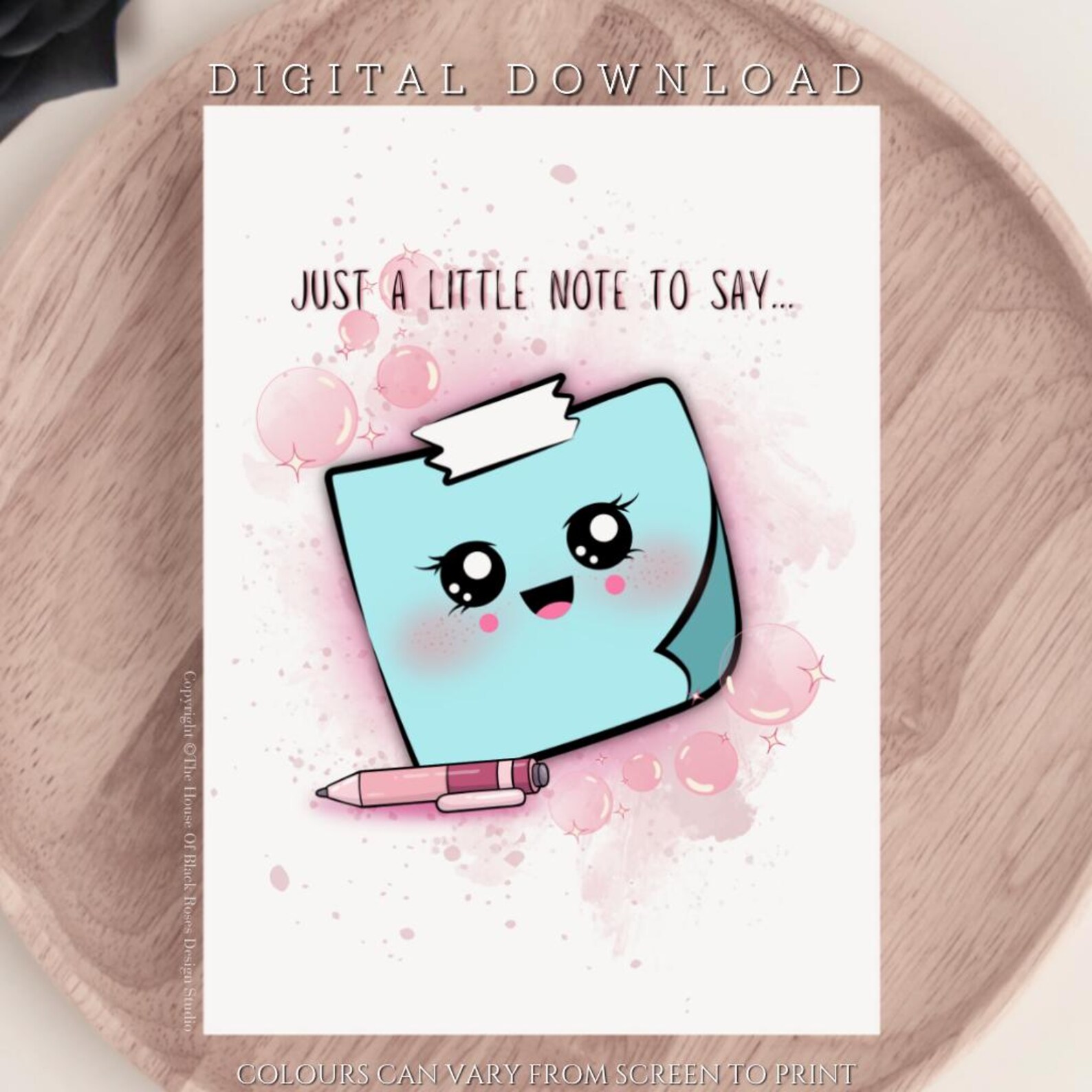 DIGITAL DOWNLOAD Printable Just a Little Note to Say Greeting Card ...
