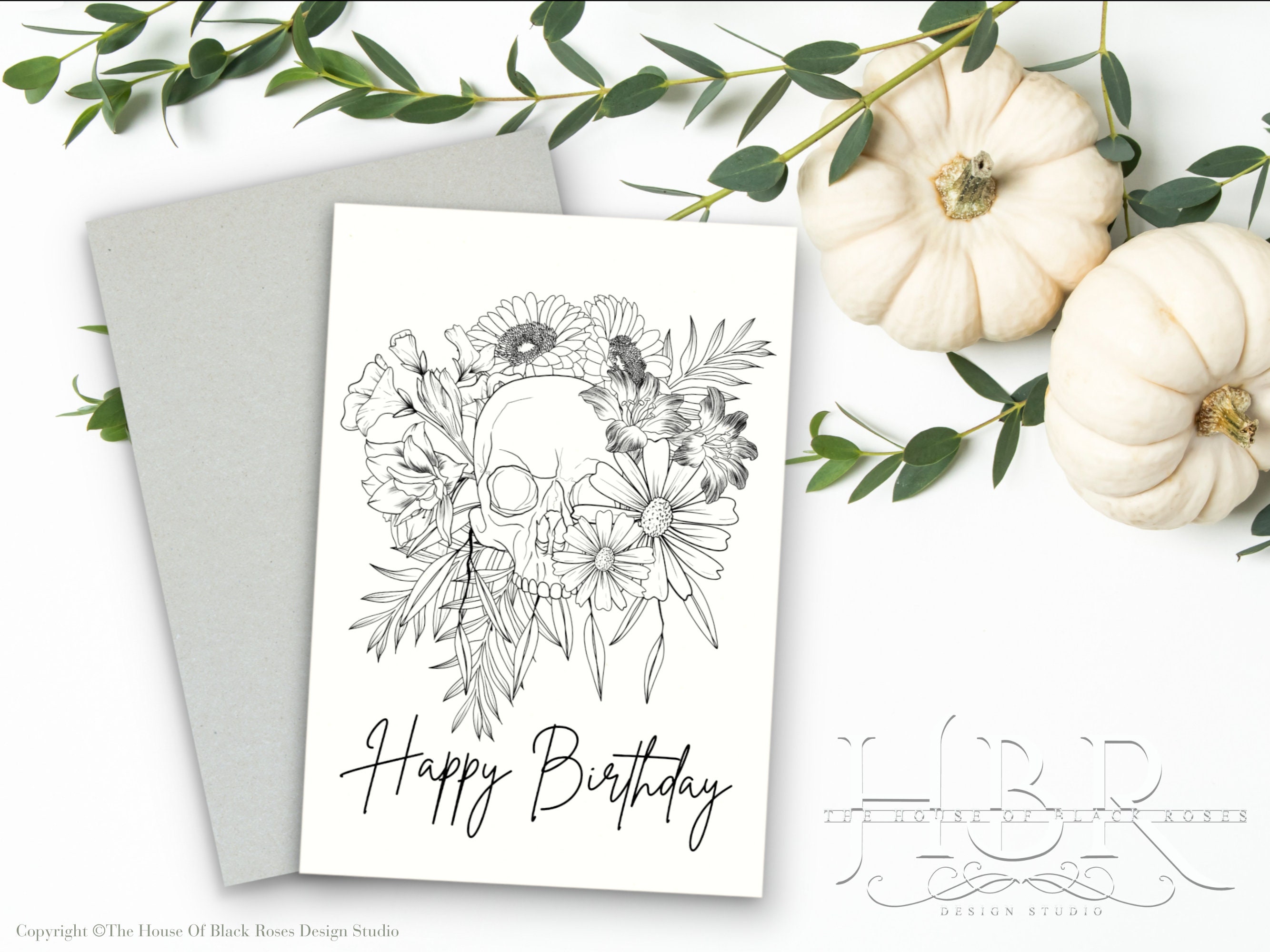 DIGITAL DOWNLOAD Printable Skull Birthday Card Digital Download ...
