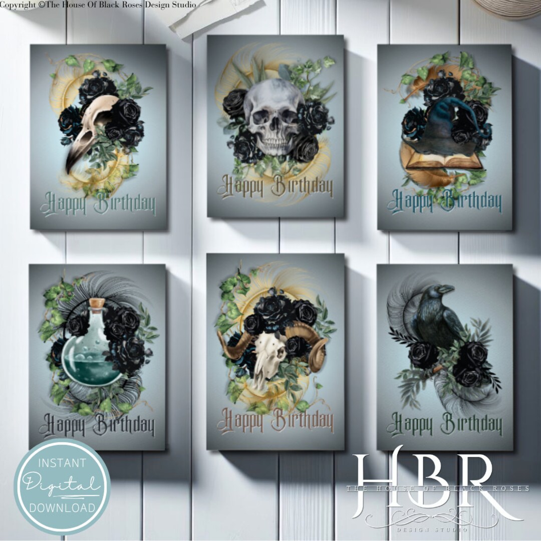 Alternative Creepy Birthday Card Bundle Gothic Aesthetic Greeting Card ...