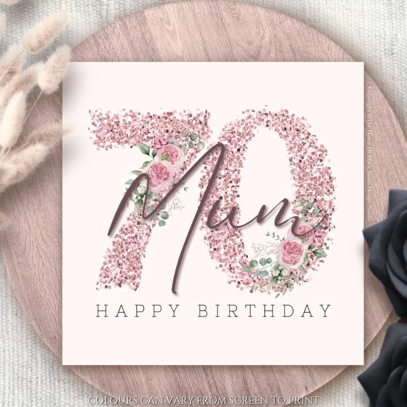 70th Birthday Mum Card Happy 70th Birthday Mum Seventieth Number Card ...