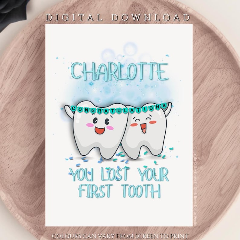 DIGITAL DOWNLOAD Personalised You Lost Your First Tooth Greeting Card ...