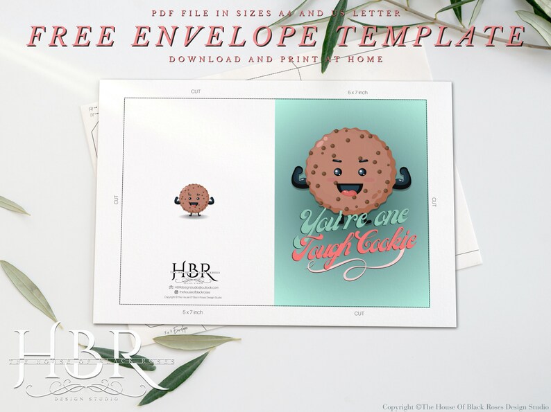 Printable You're One Tough Cookie Motivational Inspirational Greeting ...