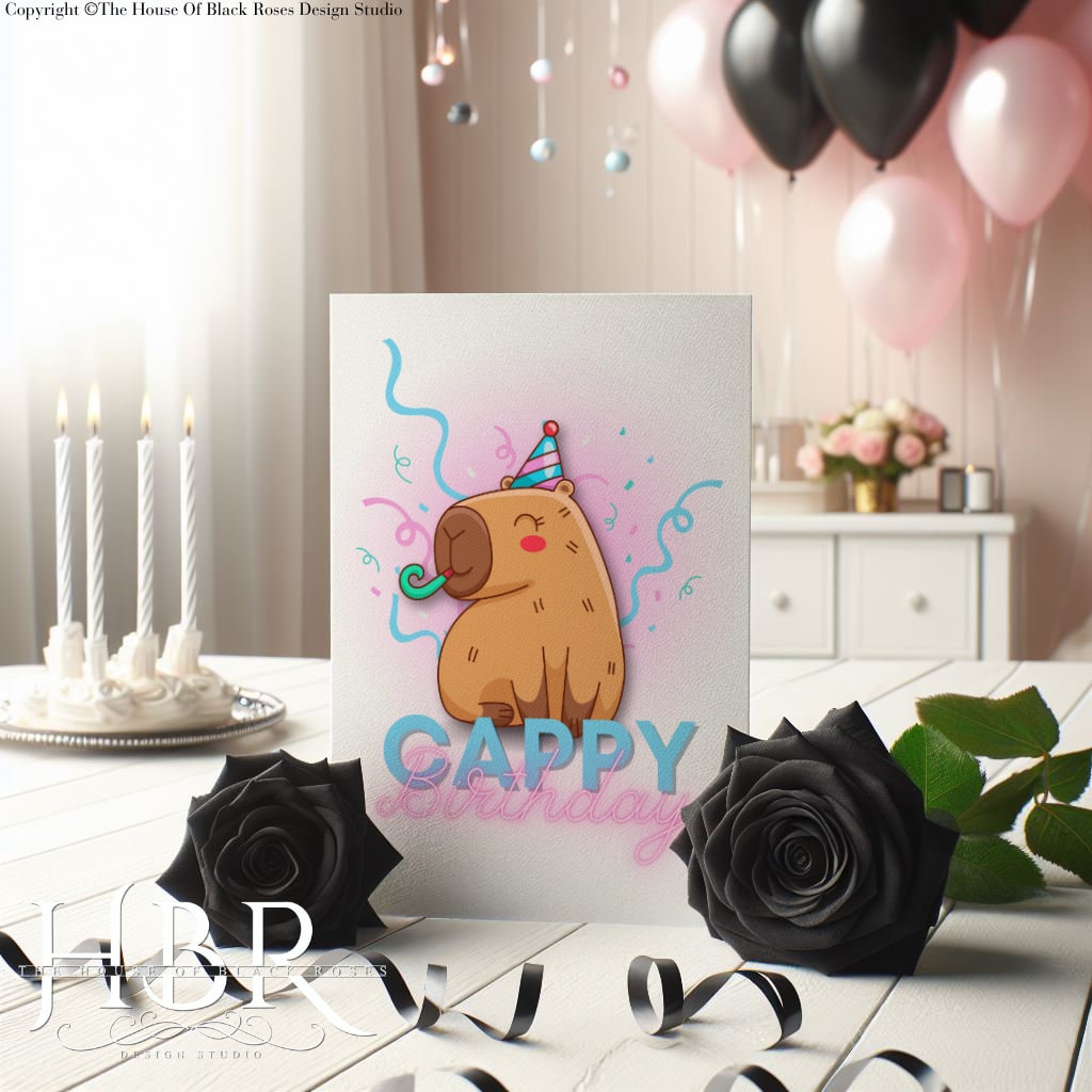 Capybara Birthday Card Cappy Birthday Greeting Card Animal Kids ...