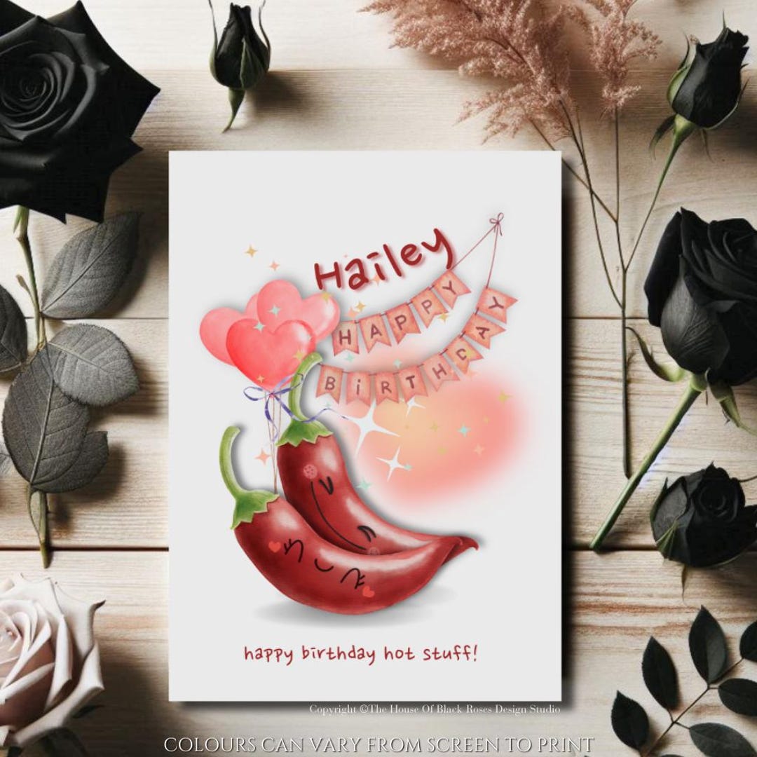 Personalised Happy Birthday Hot Stuff Card Cute Chillies Birthday ...