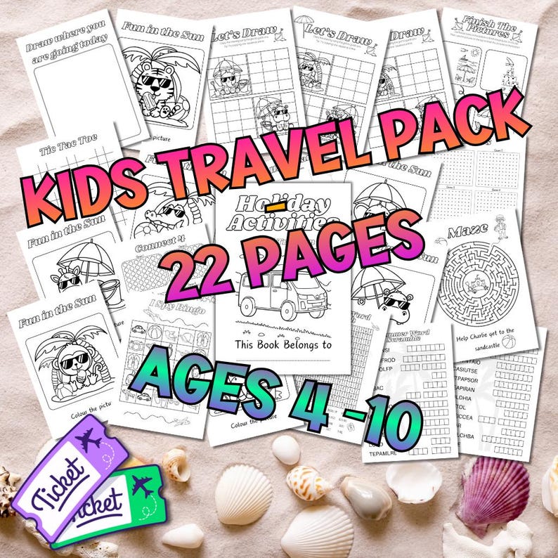 Kids Travel Activity Pack Printable – 22 Road Trip and Airplane Games ...