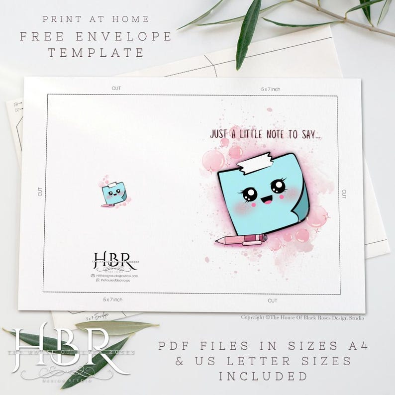 DIGITAL DOWNLOAD Printable Just a Little Note to Say Greeting Card ...