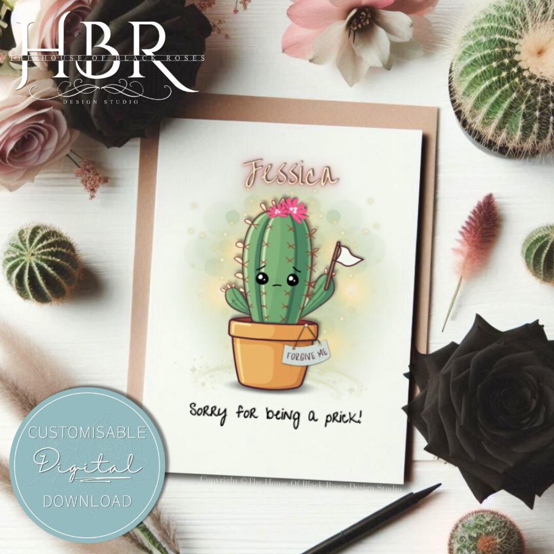Digital Download Personalised Kawaii Sorry for Being a Prick Greeting ...