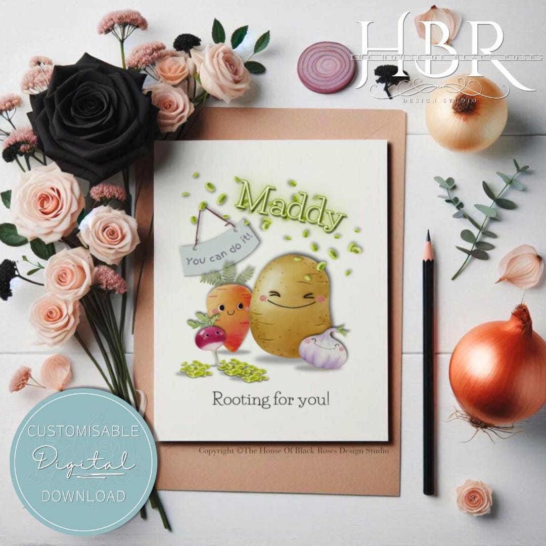 DIGITAL DOWNLOAD Personalised Rooting for You Greeting Card Good Luck ...