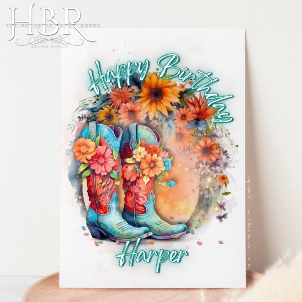 Personalised Happy Birthday Card Boho Style Birthday Bohemian Style ...