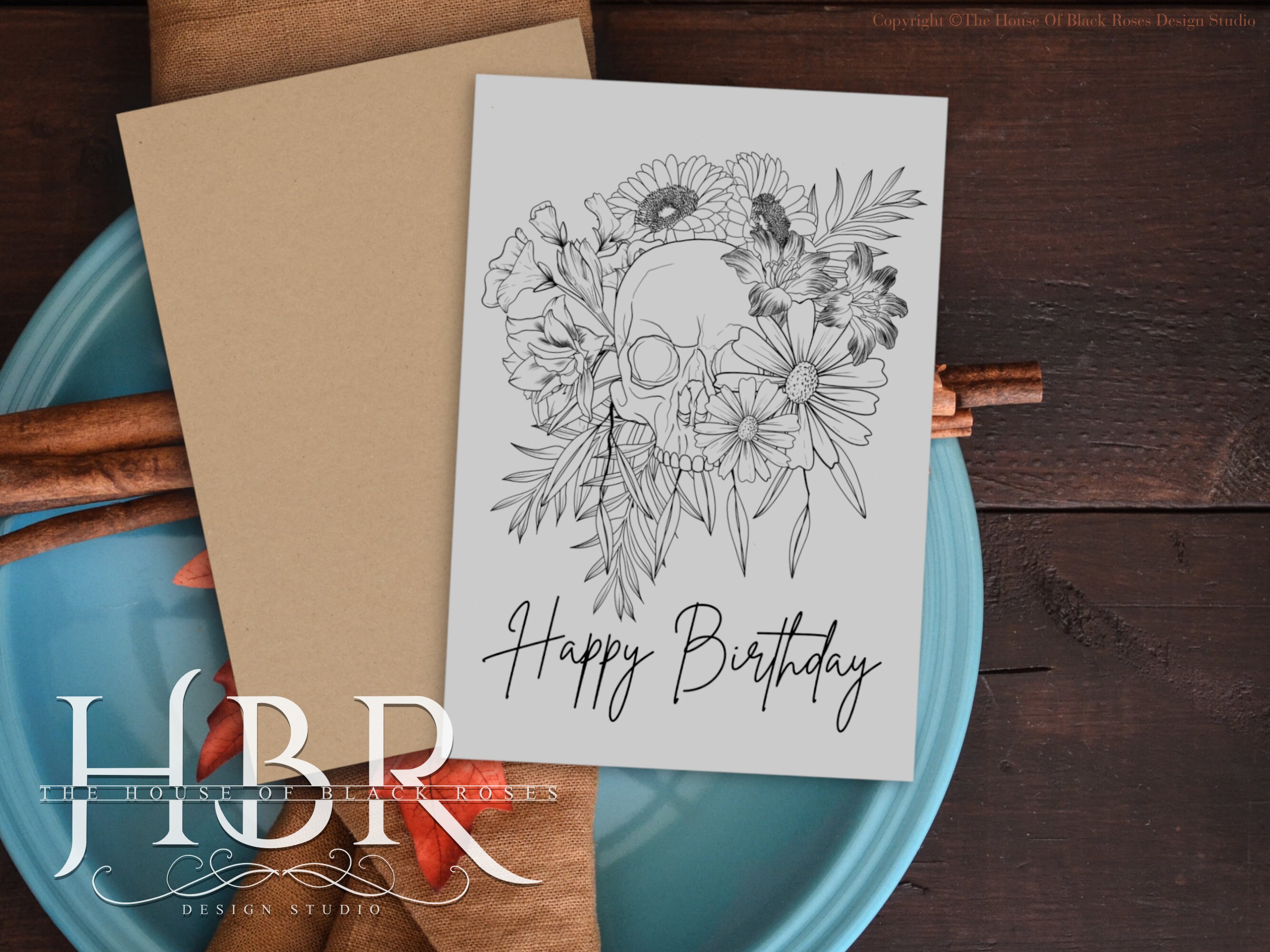 DIGITAL DOWNLOAD Printable Skull Birthday Card Digital Download ...