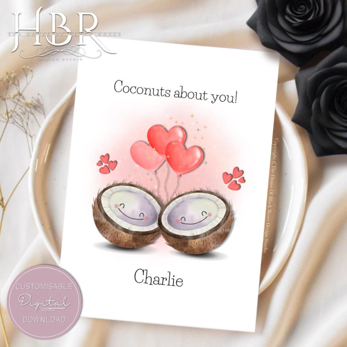 DIGITAL DOWNLOAD Personalised Coconuts About You Greeting Card Coconut ...