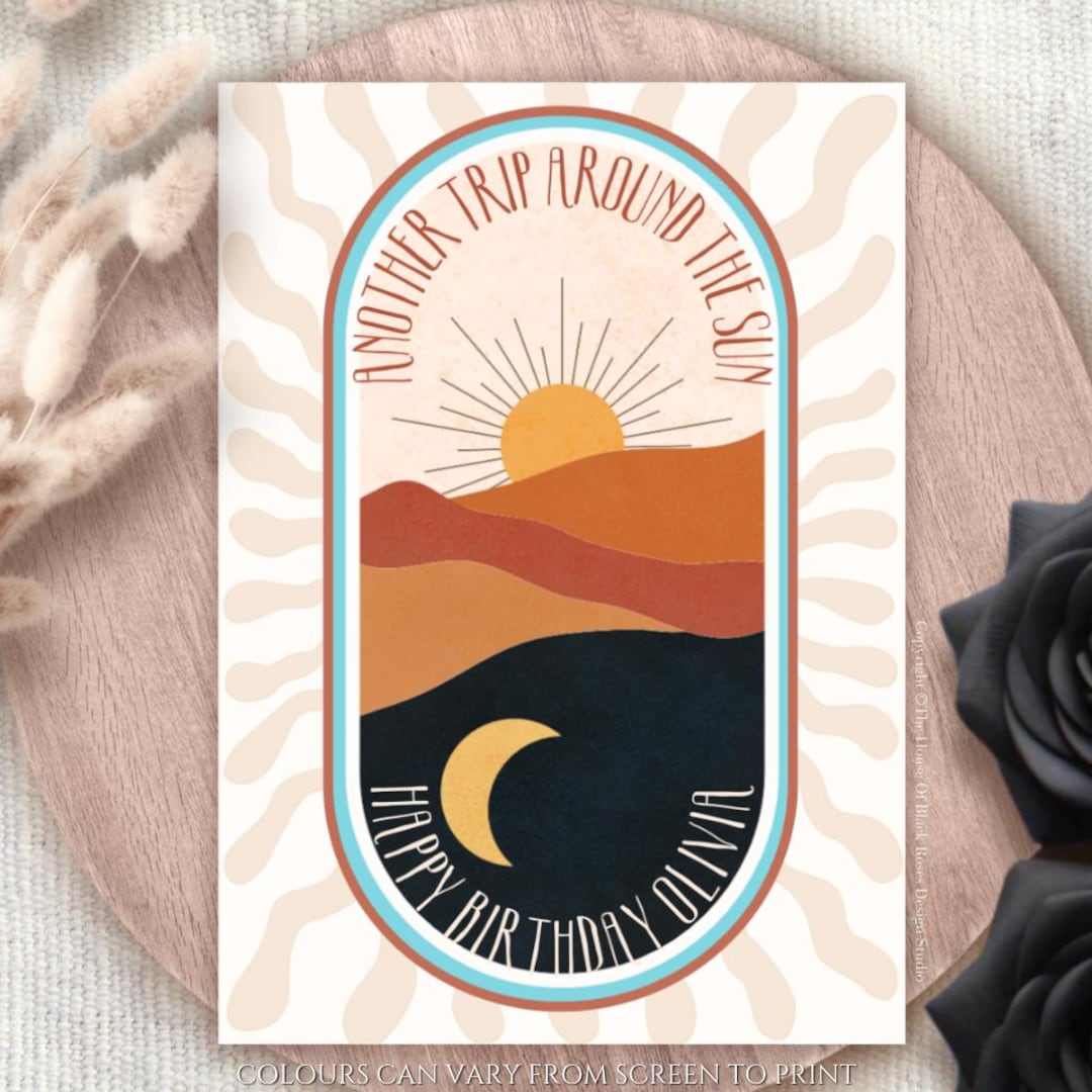 Personalised Another Trip Around the Sun Birthday Card Bohemian ...