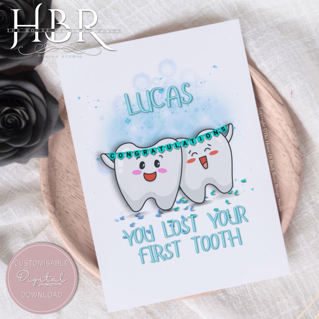 DIGITAL DOWNLOAD Personalised You Lost Your First Tooth Greeting Card ...