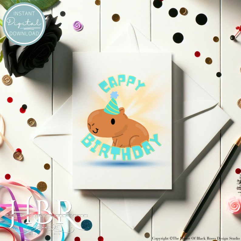 Capybara Birthday Card Bundle Cappy Birthday Greeting Card Pack ...
