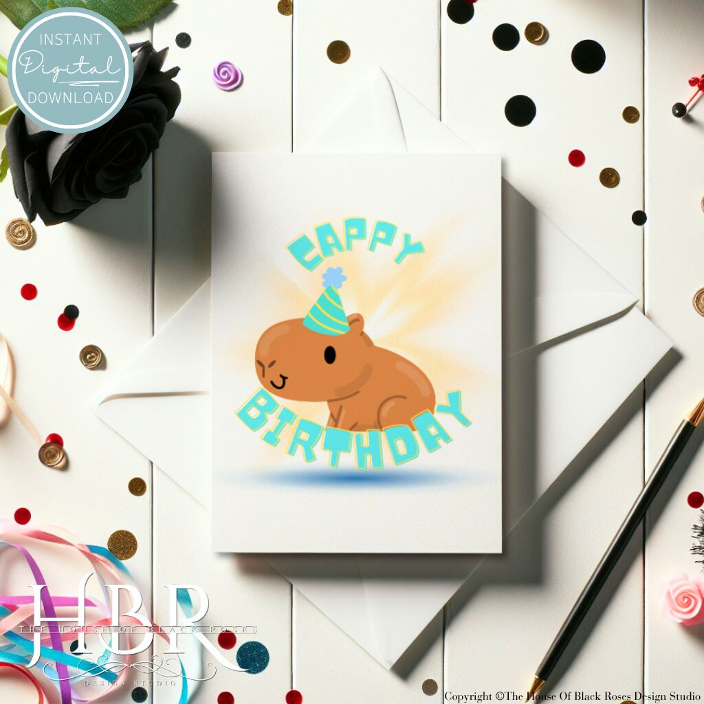 Capybara Birthday Card Bundle Cappy Birthday Greeting Card Pack ...